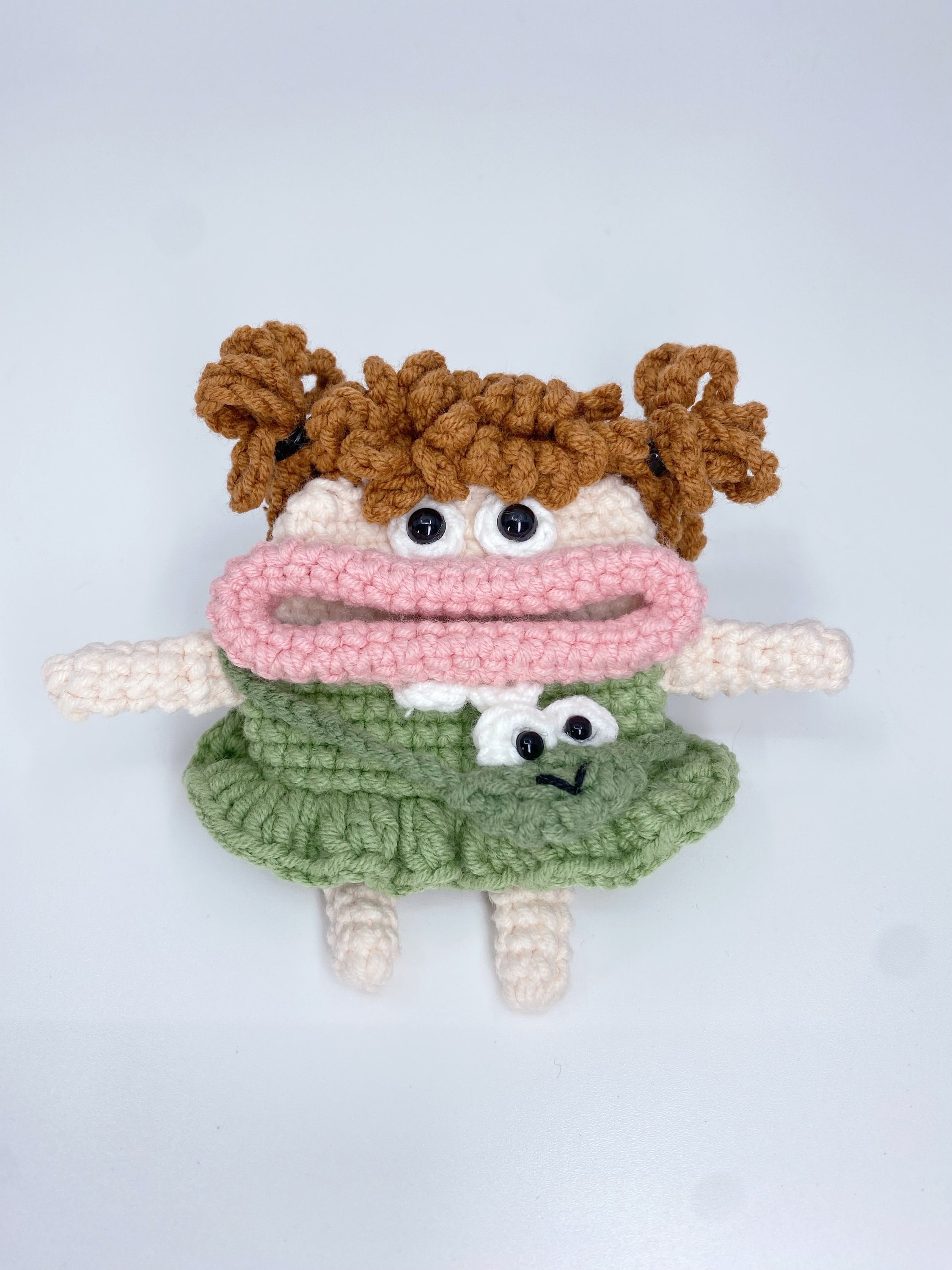 Nanalulu Handmade Crochet Sausage Lips AirPod Bag Case Miggy the Frog ...