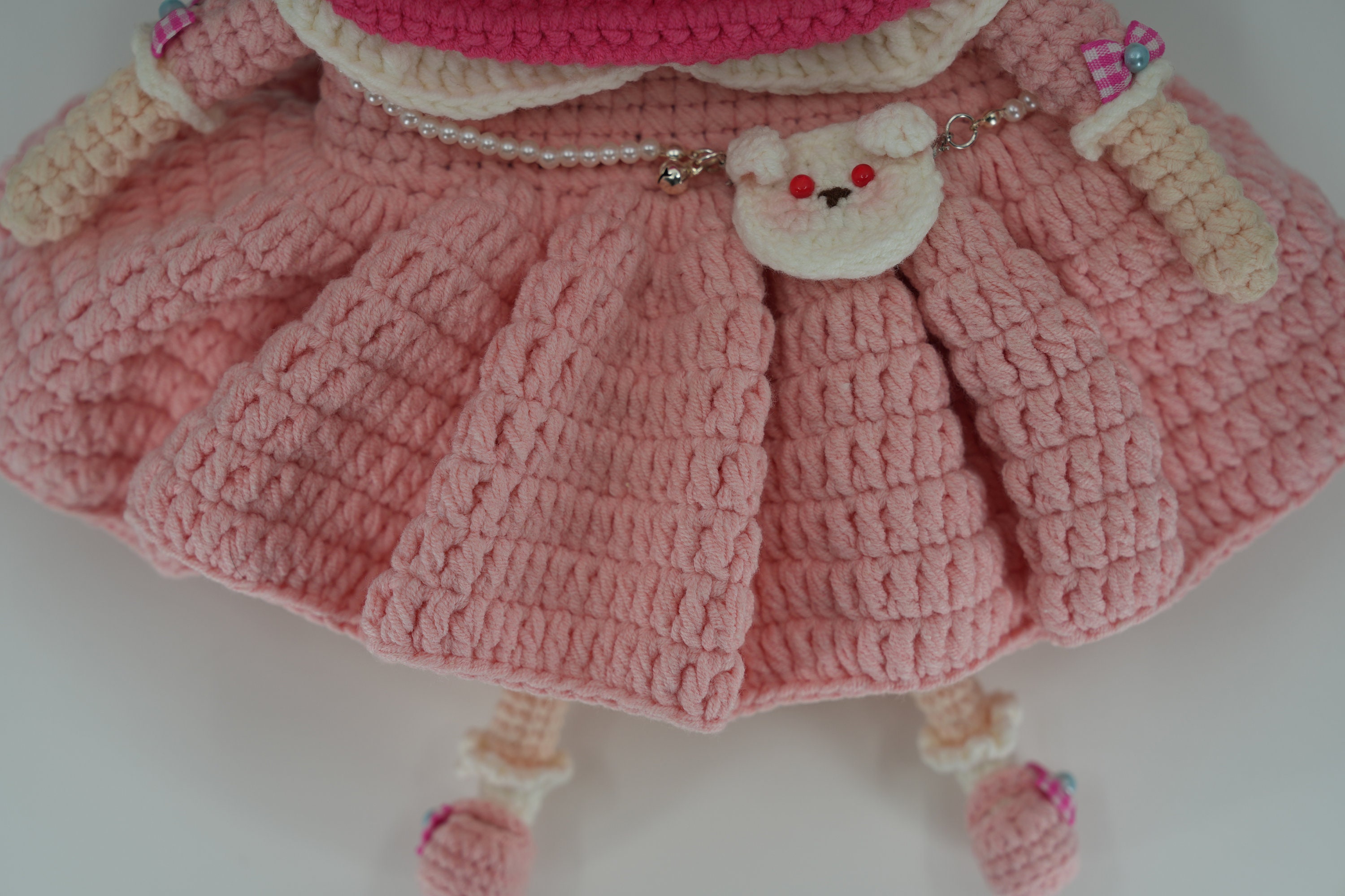 Nanalulu Handmade Crochet Sausage Lips “annie” the Pink Dress Bunny ...