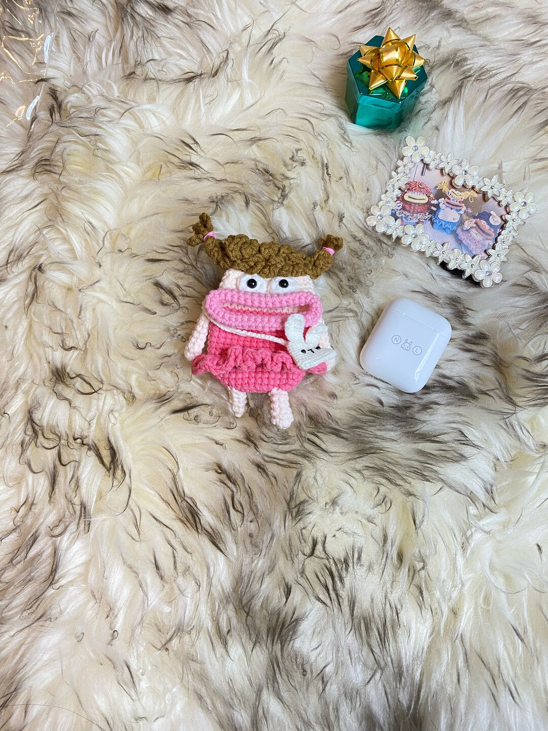Nanalulu Handmade Crochet Sausage Lips AirPod Bag Case Jenny the Bunny ...