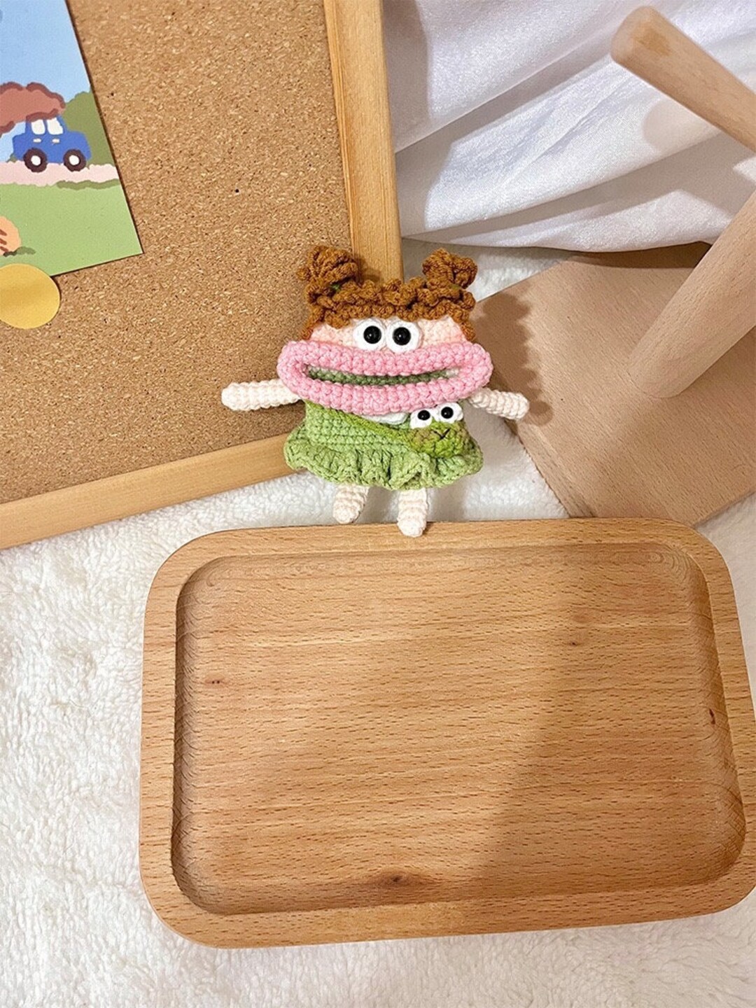 Nanalulu Handmade Crochet Sausage Lips AirPod Bag Case Miggy the Frog ...