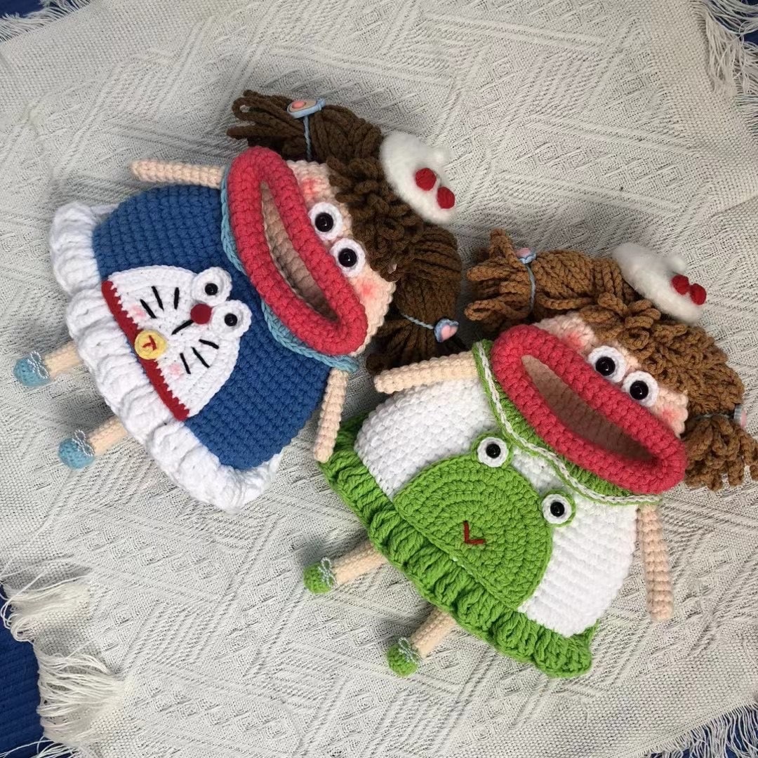 Nanalulu Crochet Cellphone Purses Kawaii Doraemon and Frog Friendstwo ...