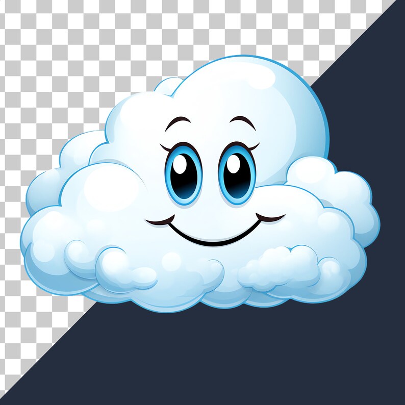 Happy Smiley Clouds Clipart: 15 High-quality PNG Files (4096x4096 Px ...