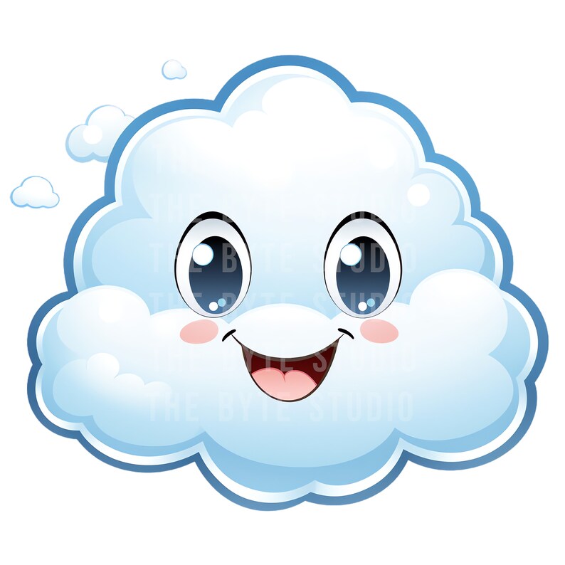 Happy Smiley Clouds Clipart: 15 High-quality PNG Files 4096x4096 Px ...