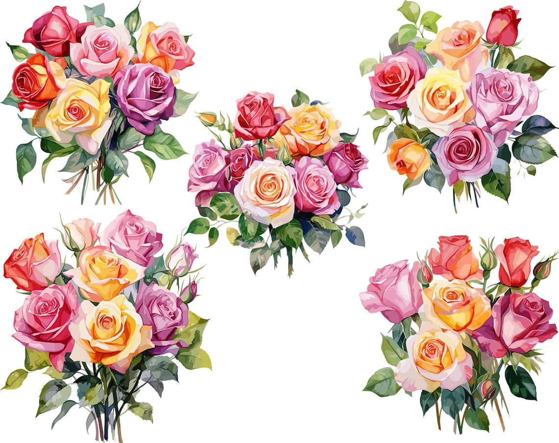 Colorful Roses Clipart - 15 High Quality SVG and PNG Files ...