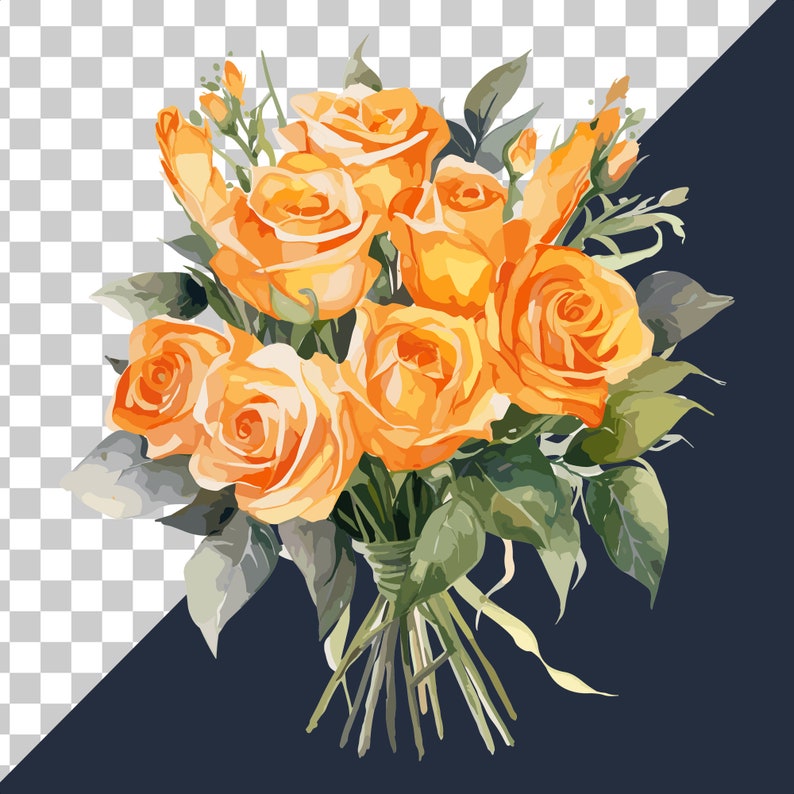 Bouquet Orange Roses Clipart - 15 High Quality SVG and PNG Files ...