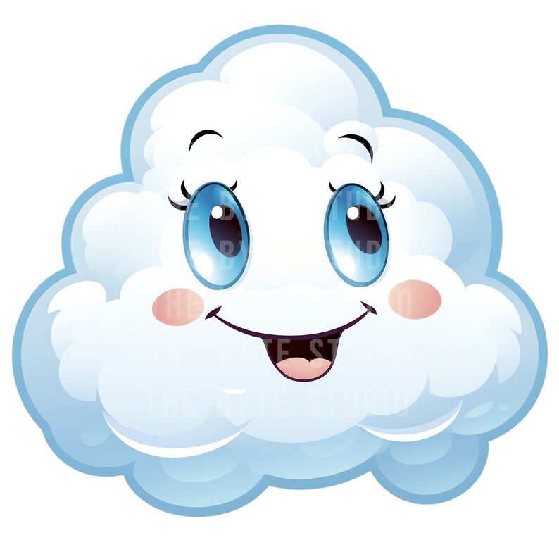 Happy Smiley Clouds Clipart: 15 High-quality PNG Files (4096x4096 Px ...