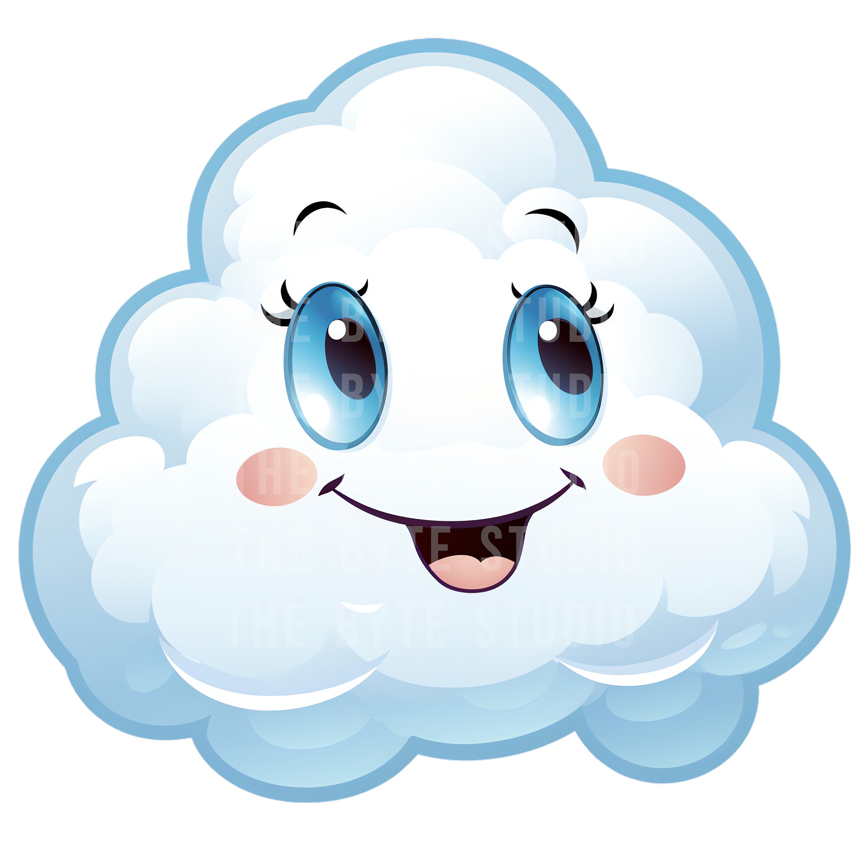 Happy Smiley Clouds Clipart: 15 High-quality PNG Files (4096x4096 Px ...