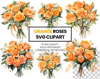 Colorful Roses Clipart - 15 High Quality SVG and PNG Files - Transparent Background - Digital ...