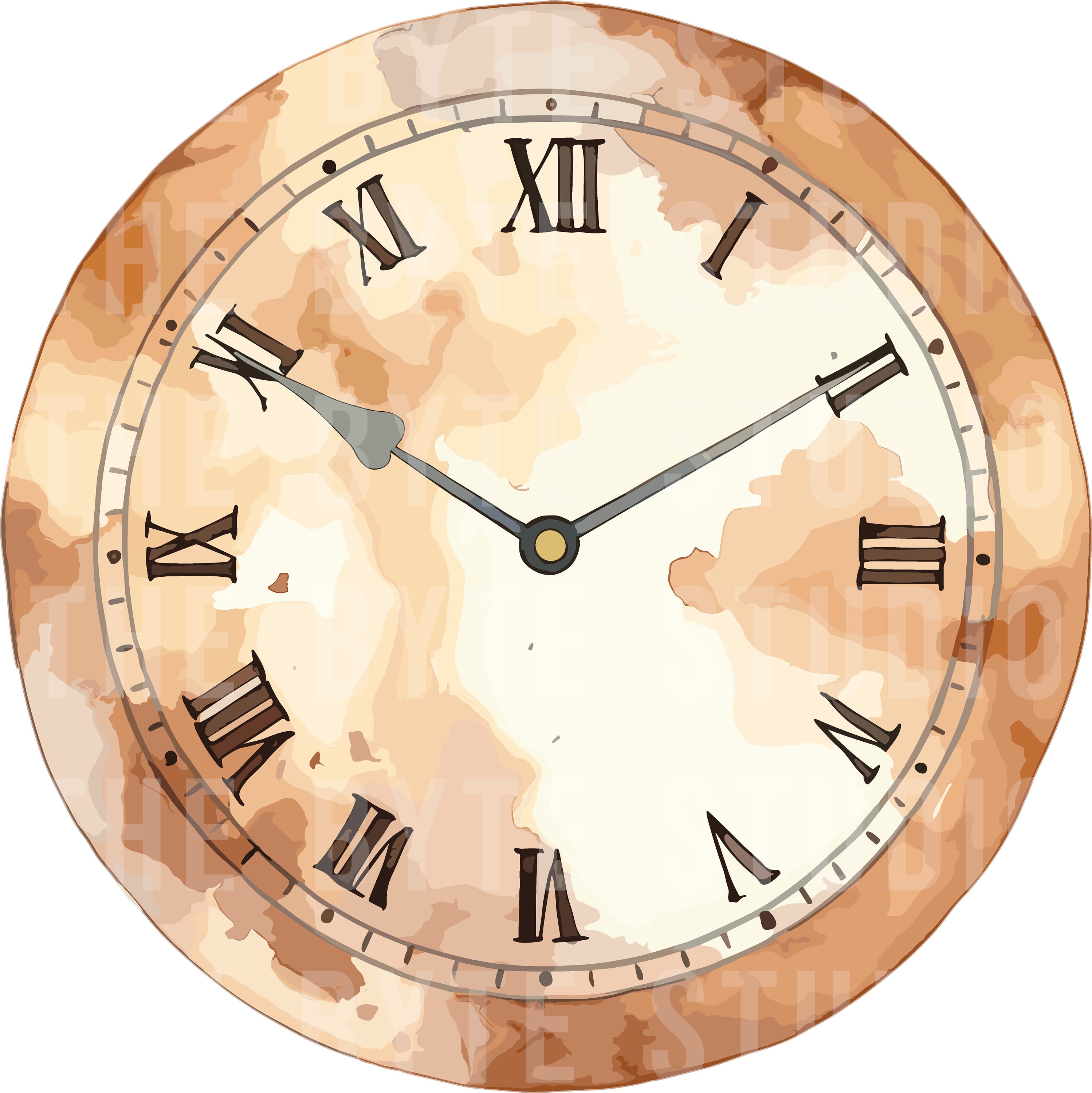 Vintage Brown Wall Clock Clipart: 15 High-quality SVG/PNG Files ...