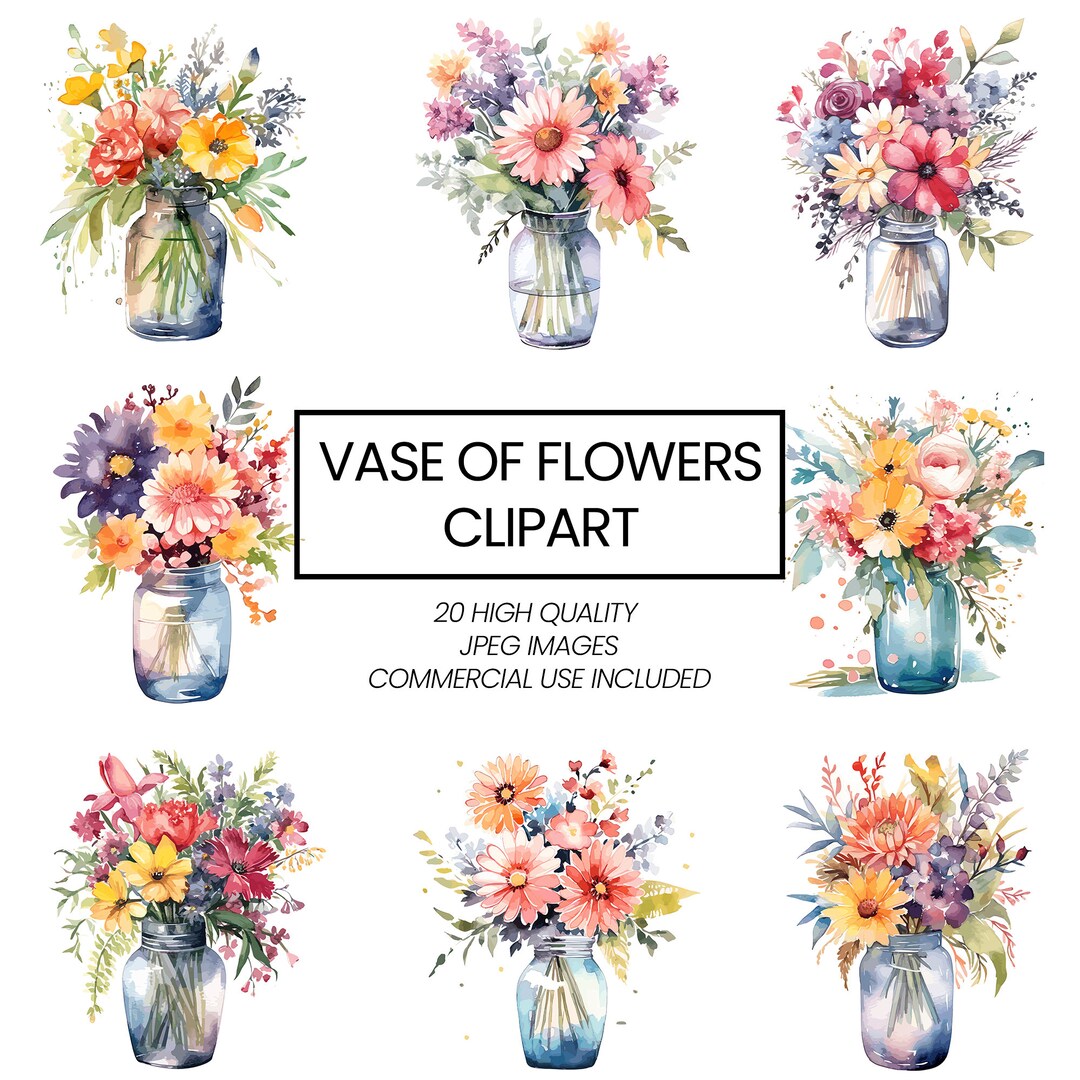 Vase of Flowers Clipart - 20 High Quality Jpgs - Digital Crafts ...
