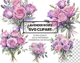 Colorful Roses Clipart 15 High Quality SVG and PNG Files - Etsy