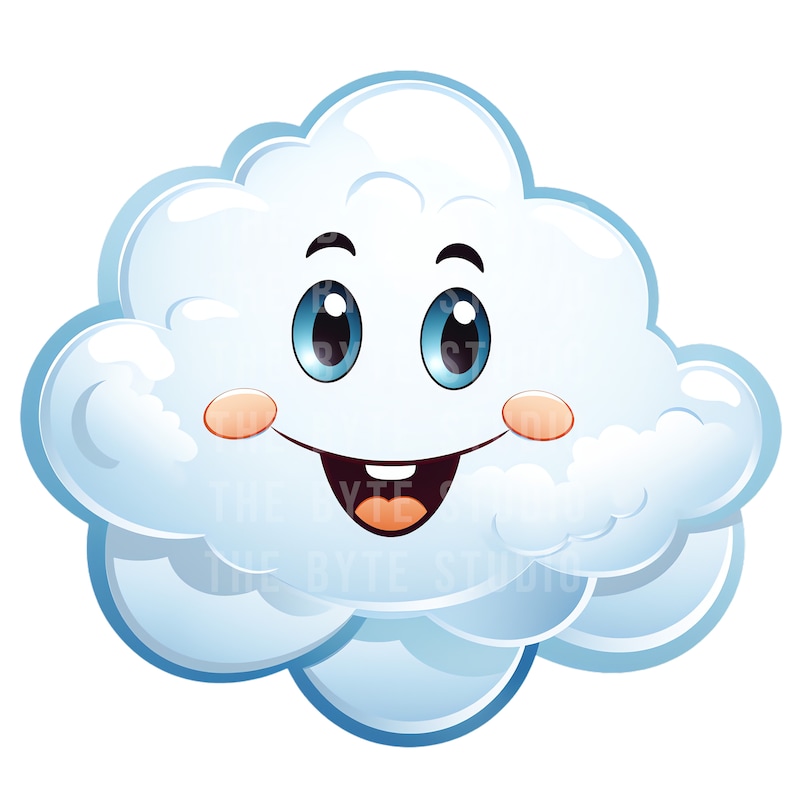 Happy Smiley Clouds Clipart: 15 High-quality PNG Files 4096x4096 Px ...