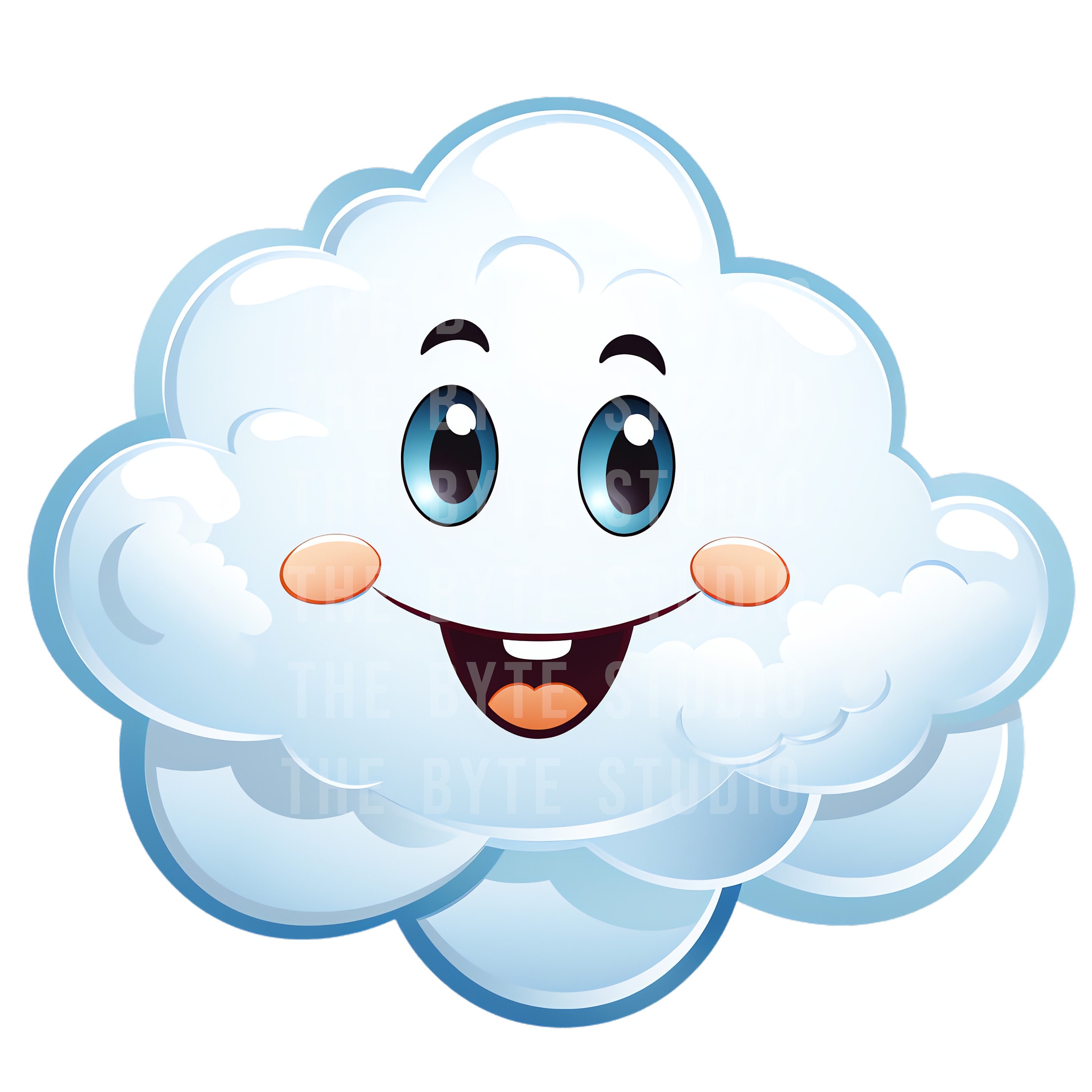 Happy Smiley Clouds Clipart: 15 High-quality PNG Files (4096x4096 Px ...
