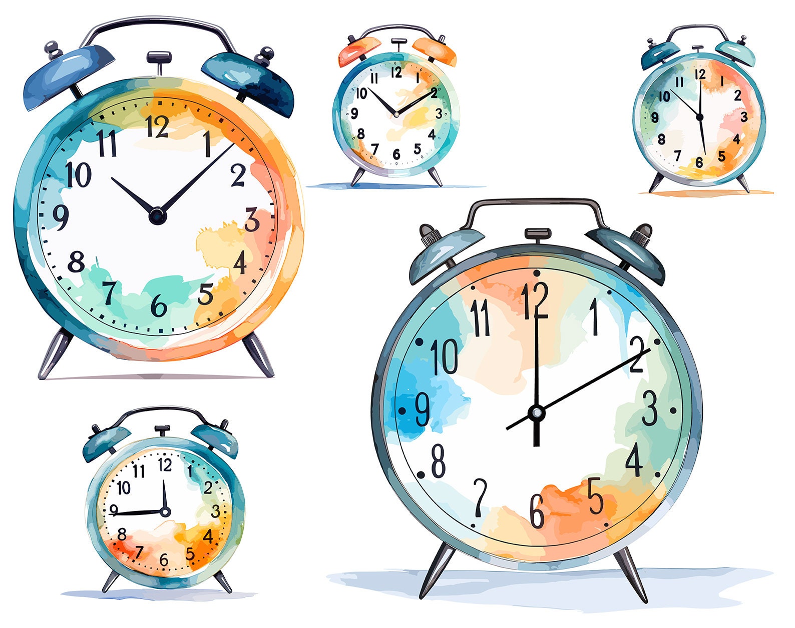 Vintage & Modern Desk Clock Clipart: 15 High-quality SVG/PNG Vector ...