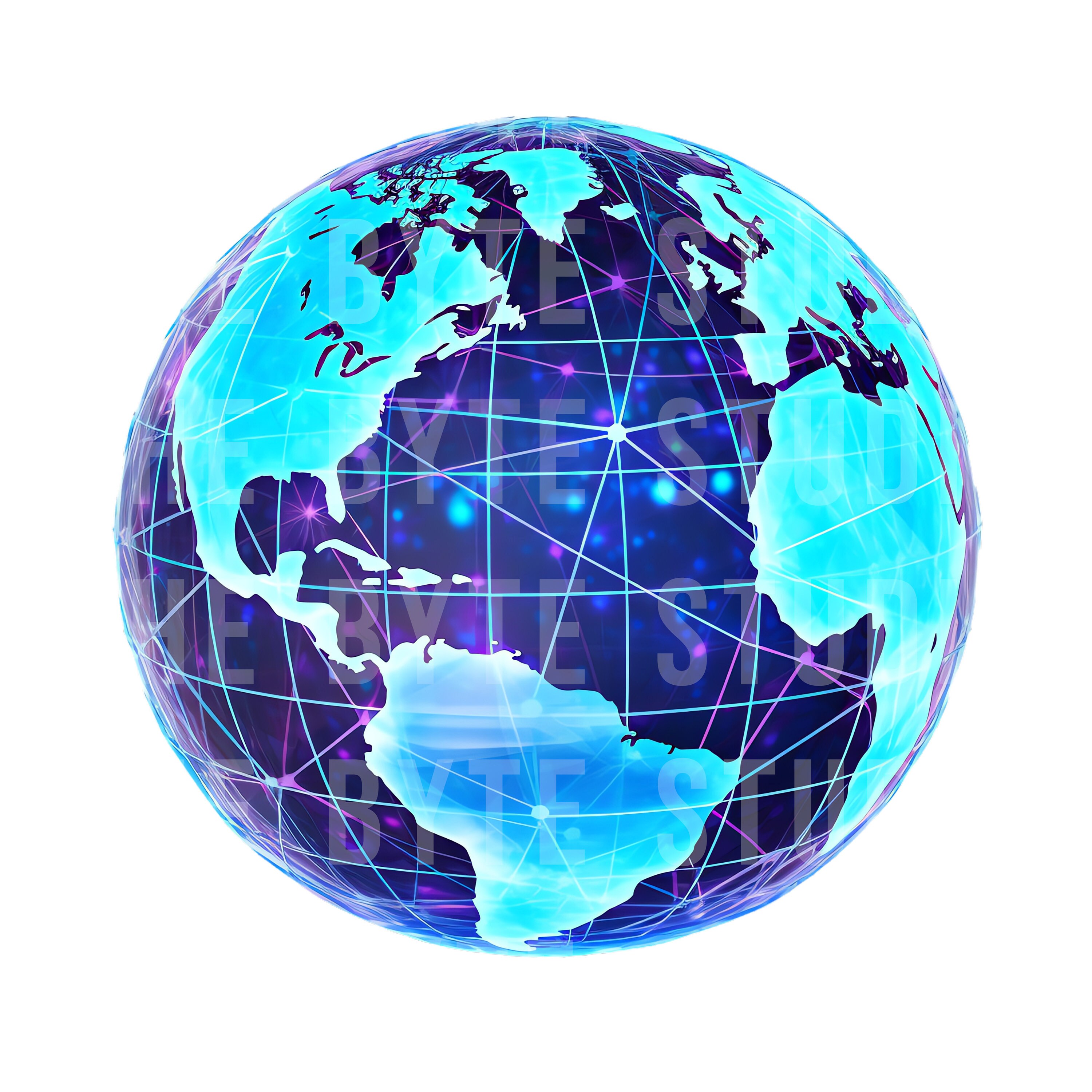 Retro Tech Digital Globe Clipart: 5 High-quality PNG (4096x4096 ...