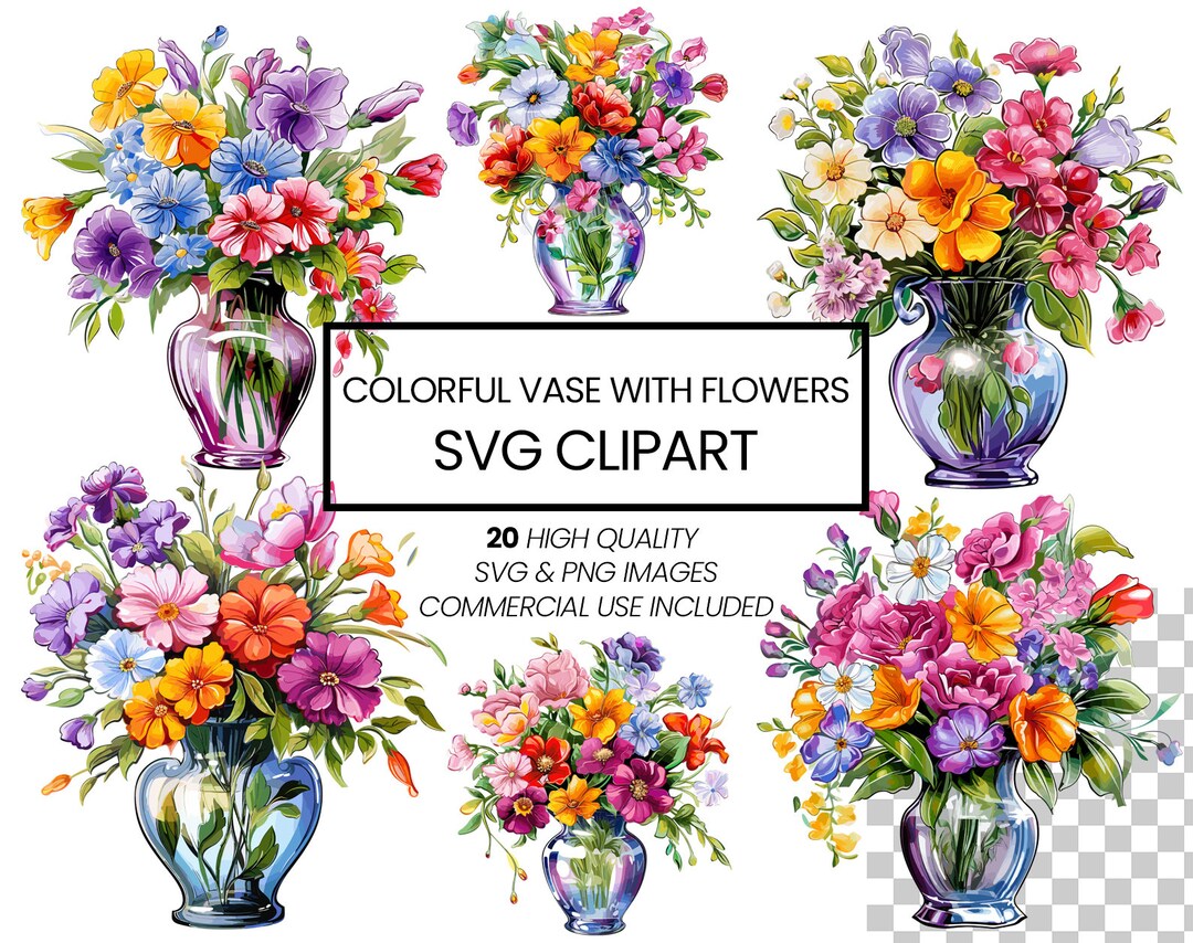 Colorful Vase With Flowers Clipart - 20 High Quality SVG and PNG Files ...