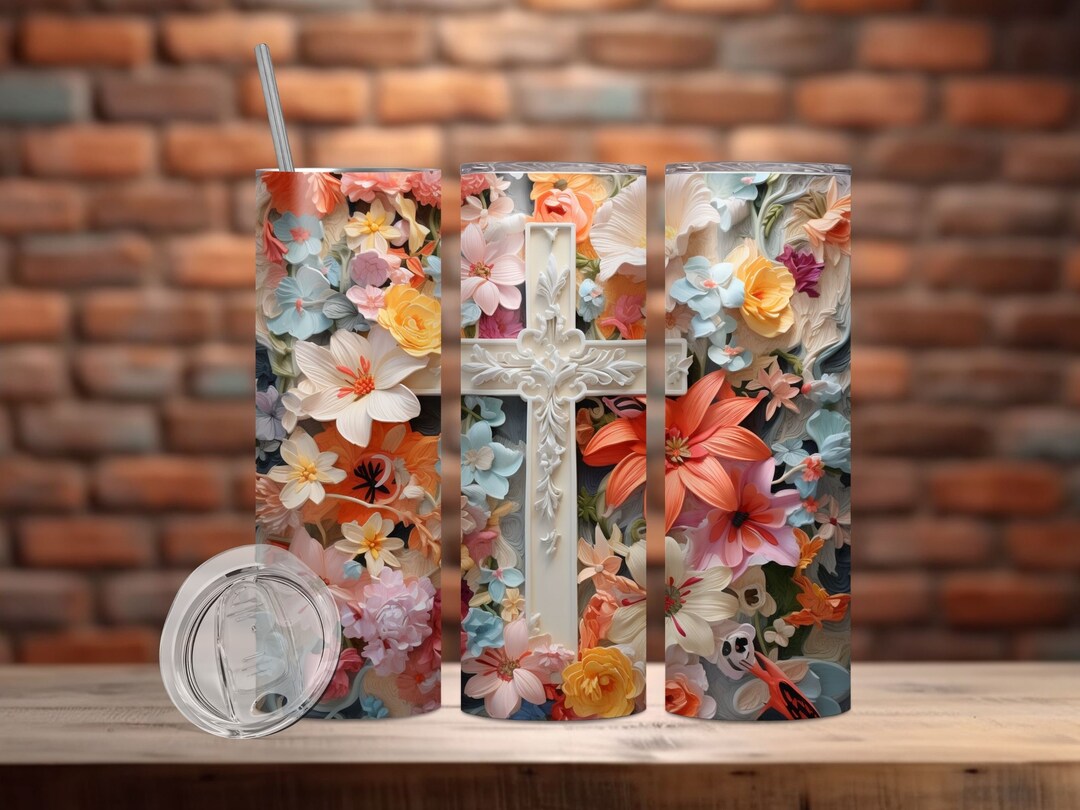 3d Tumbler Wrap Christian Cross 20 Oz and 30 Oz Skinny Tumbler ...