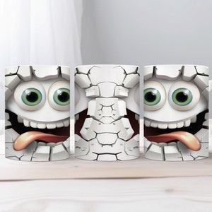 3D Funny Smiley Face Mug Wrap, 11oz & 15oz Mug Template, Flower Mug ...