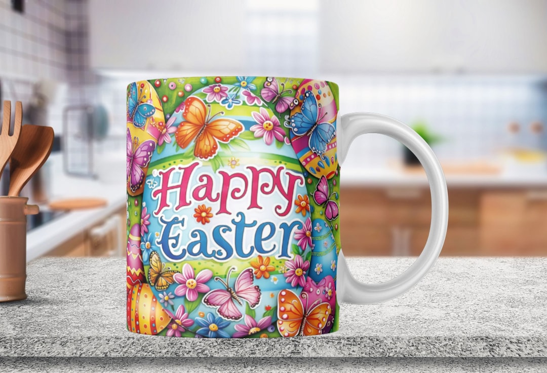 Happy Easter Mug Wrap Easter Egg Mug PNG Sublimation Design Easter 11oz ...
