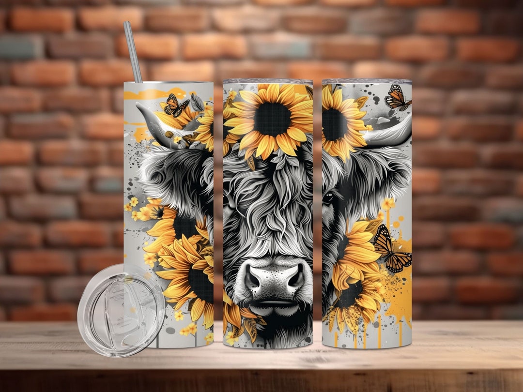 Highland Cow Daily Affirmations Tumbler Wrap, Sublimation Design ...