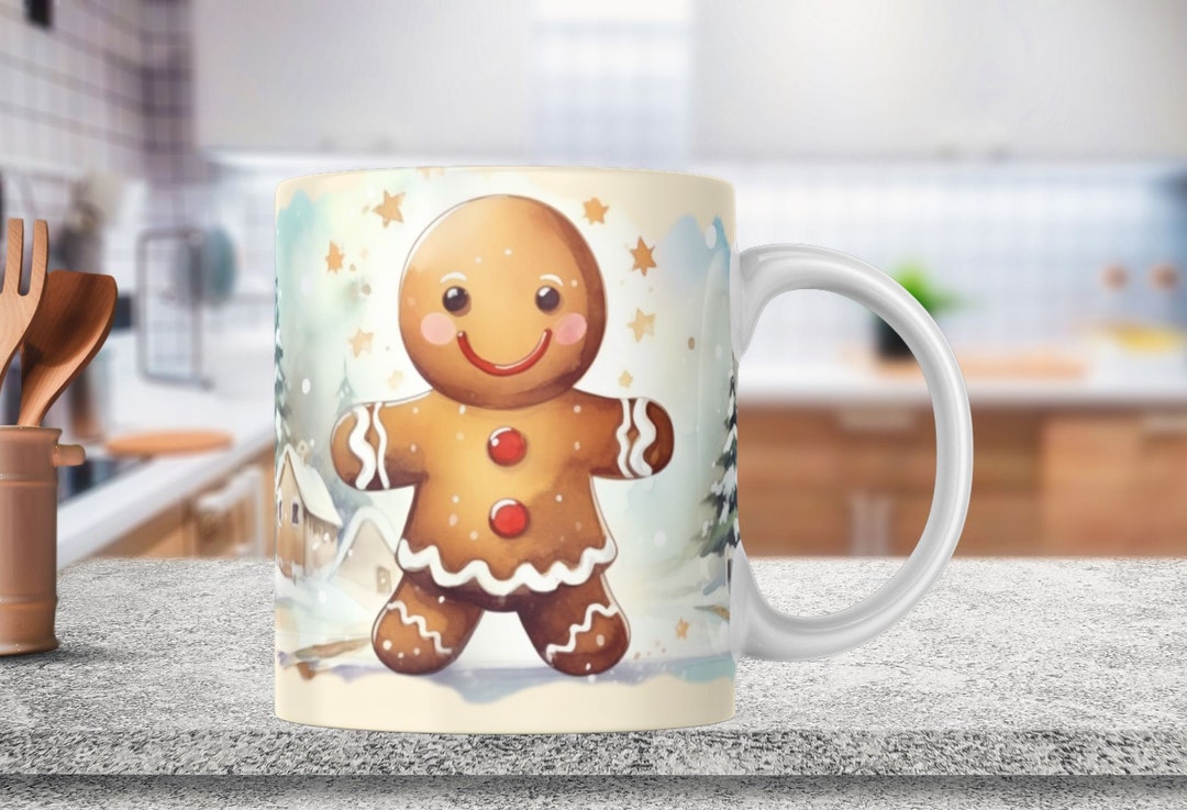 Gingerbread Christmas Mug Wrap Hot Cocoa Gingerbread Man Mug Christmas ...