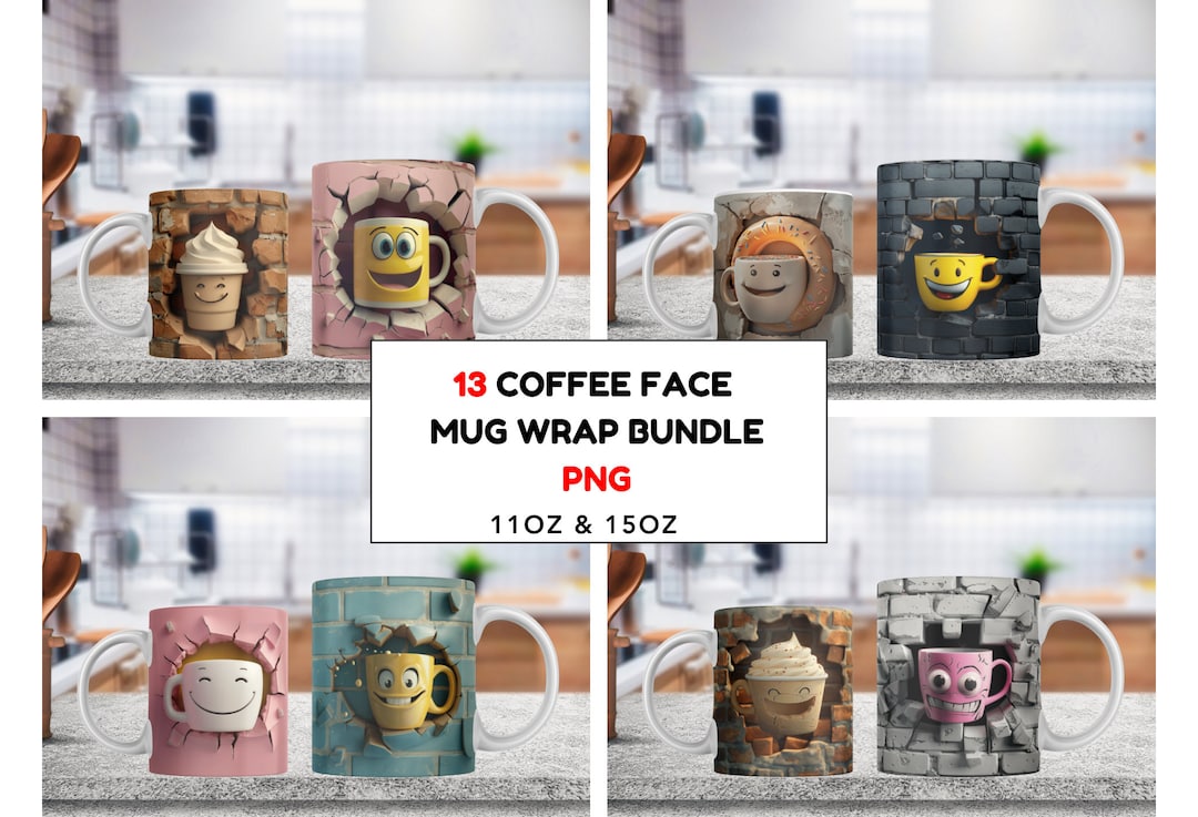 3D Funny Face Coffee Mug Mug Wrap, Funny Face Mug, 11 Oz & 15 Oz Funny ...