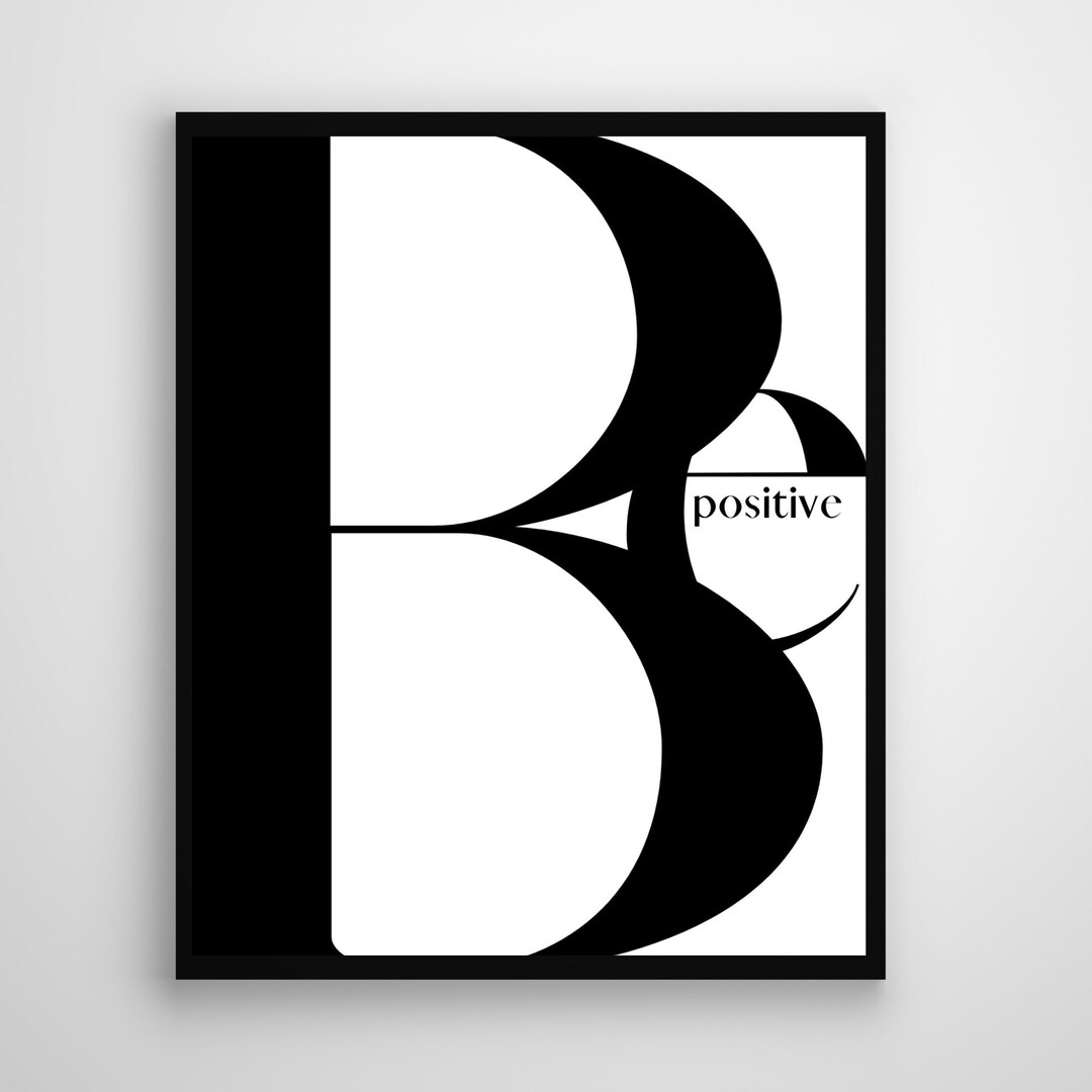Be Positive Typography, Be Positive Wall Art, Typography Poster ...