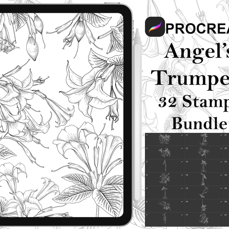 Angel Trumpet Stamp - Etsy UK