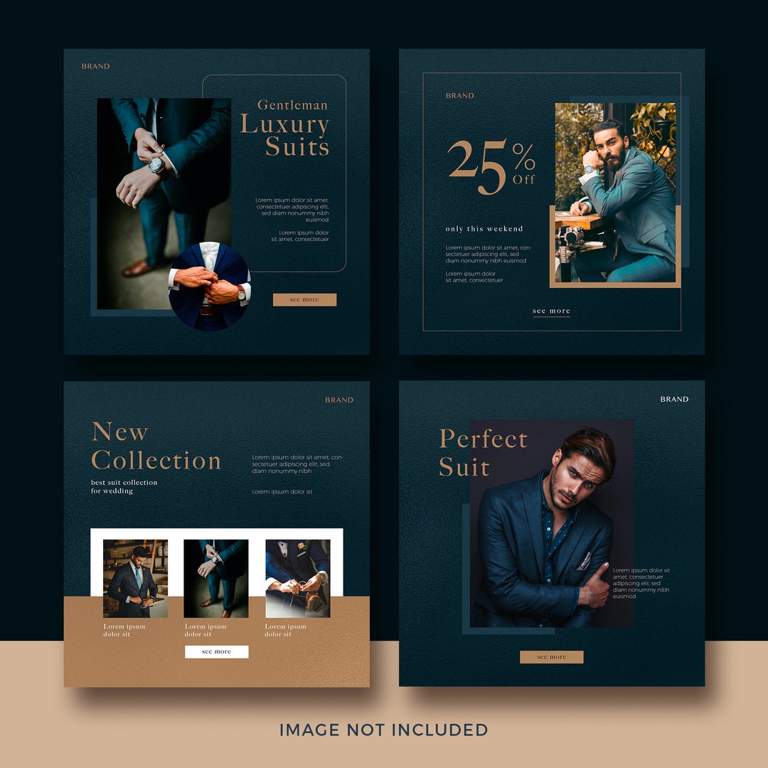 Set of Man Fashion Instagram Post Set Premium PSD Template Social Media ...