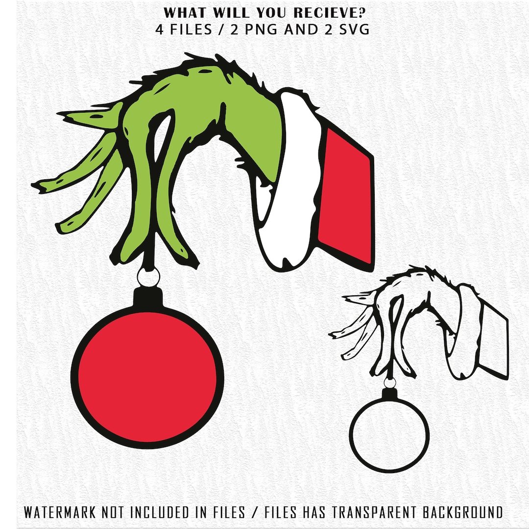 Grinch Hand Holding Ornament Svg Layered Item, Clipart, Cricut, Digital ...