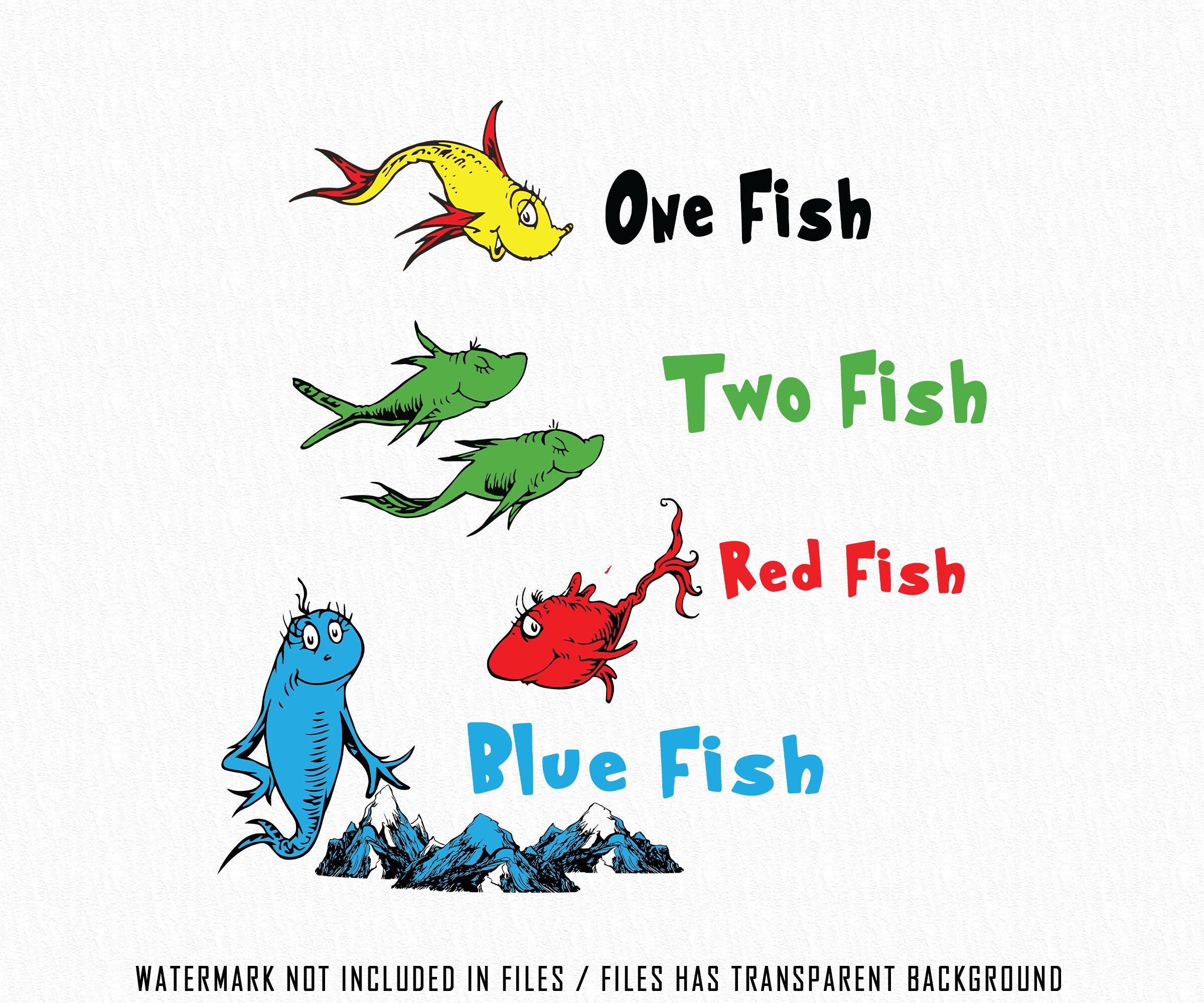 1 Fish 2 Fish Png, Read Across America Day Svg Png, One Fish Two Fish ...