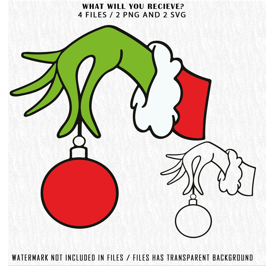 Grinch Hand Holding Ornament Svg Layered Item Clipart Cricut Digital