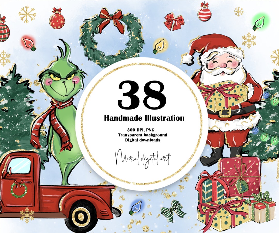 Santa Claus Christmas Clipart, Christmas PNG, Santa Truck, Digital ...