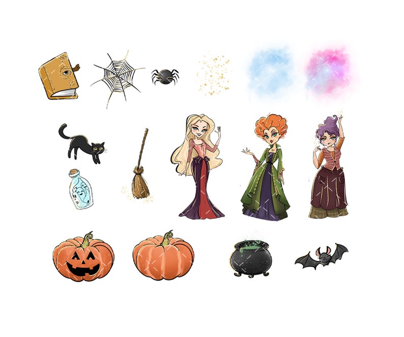 Cartoon Hocu Poc Characters Clipart PNG, Witches PNG, Halloween ...