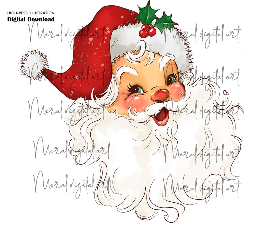 Vintage Santa Clipart Png, Retro Santa Christmas PNG, Merry Christmas ...