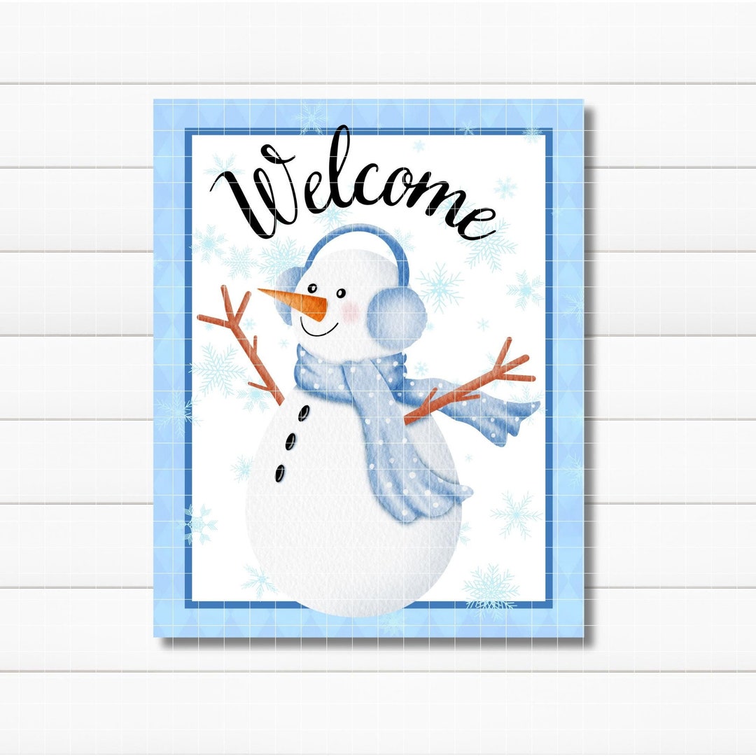 Welcome Snowman Sign, Christmas Sign for Wreath, Snowman Kitchen Decor ...