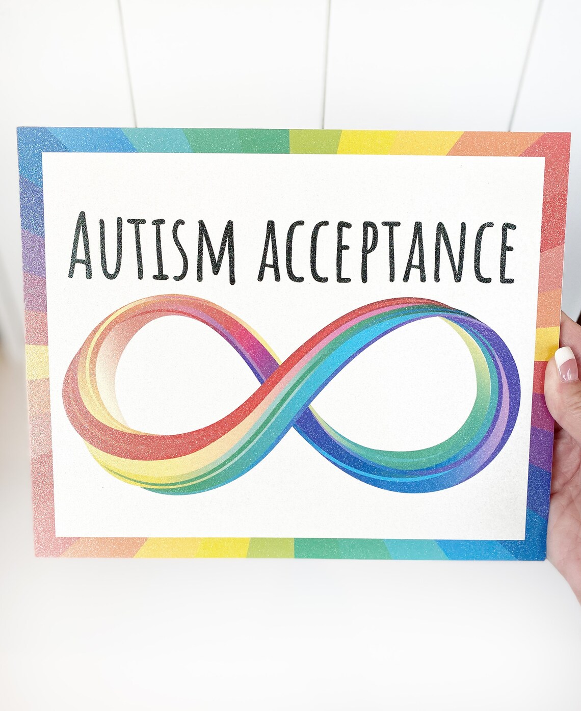 Autism Acceptance Sign, Rainbow Infinity Sign, Autism Wreath Sign, for ...