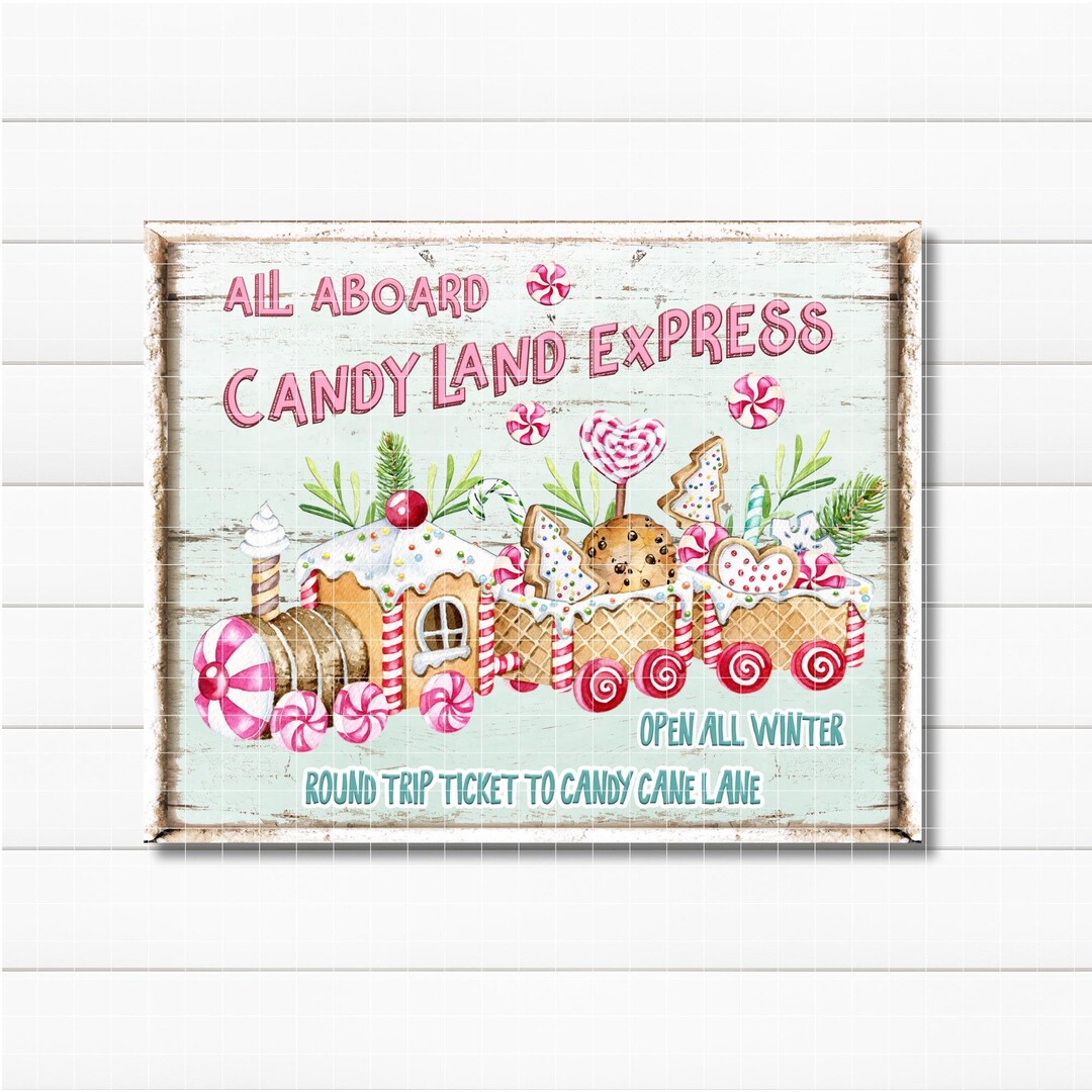 Candy Land Express Sign: Gingerbread Christmas Decor (8x10 Wood Sign ...