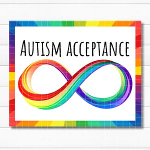 Autism Acceptance Sign: Rainbow Infinity Wreath Center - Etsy