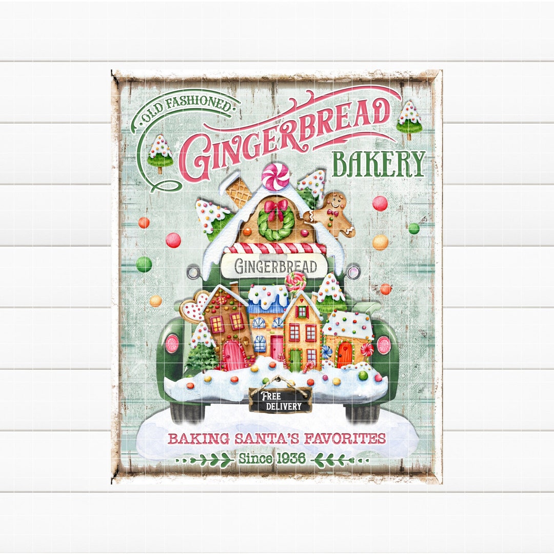 Gingerbread Bakery Sign, Handmade Wood Sign, Christmas Home Decor ...