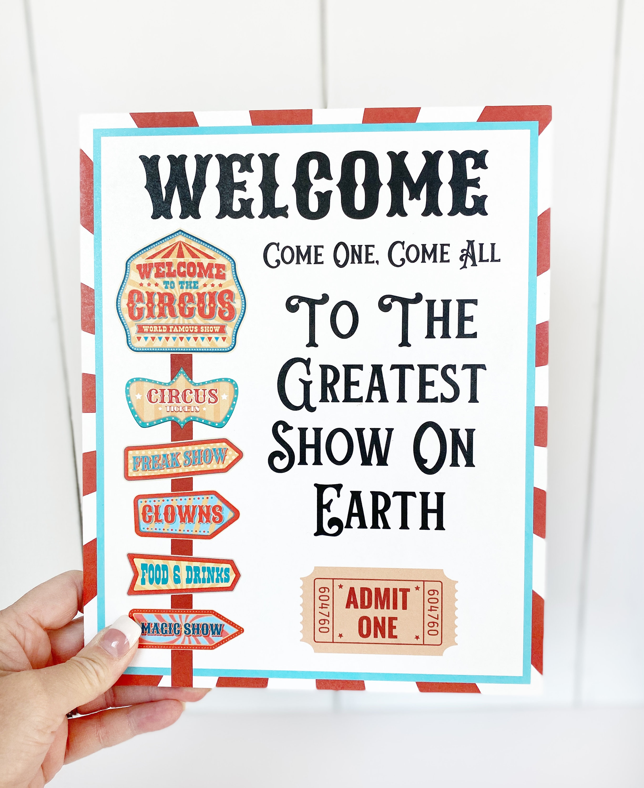 Welcome Circus Sign, Summer Wreath Sign, 8 X 10 Wood Rectangle Sign ...