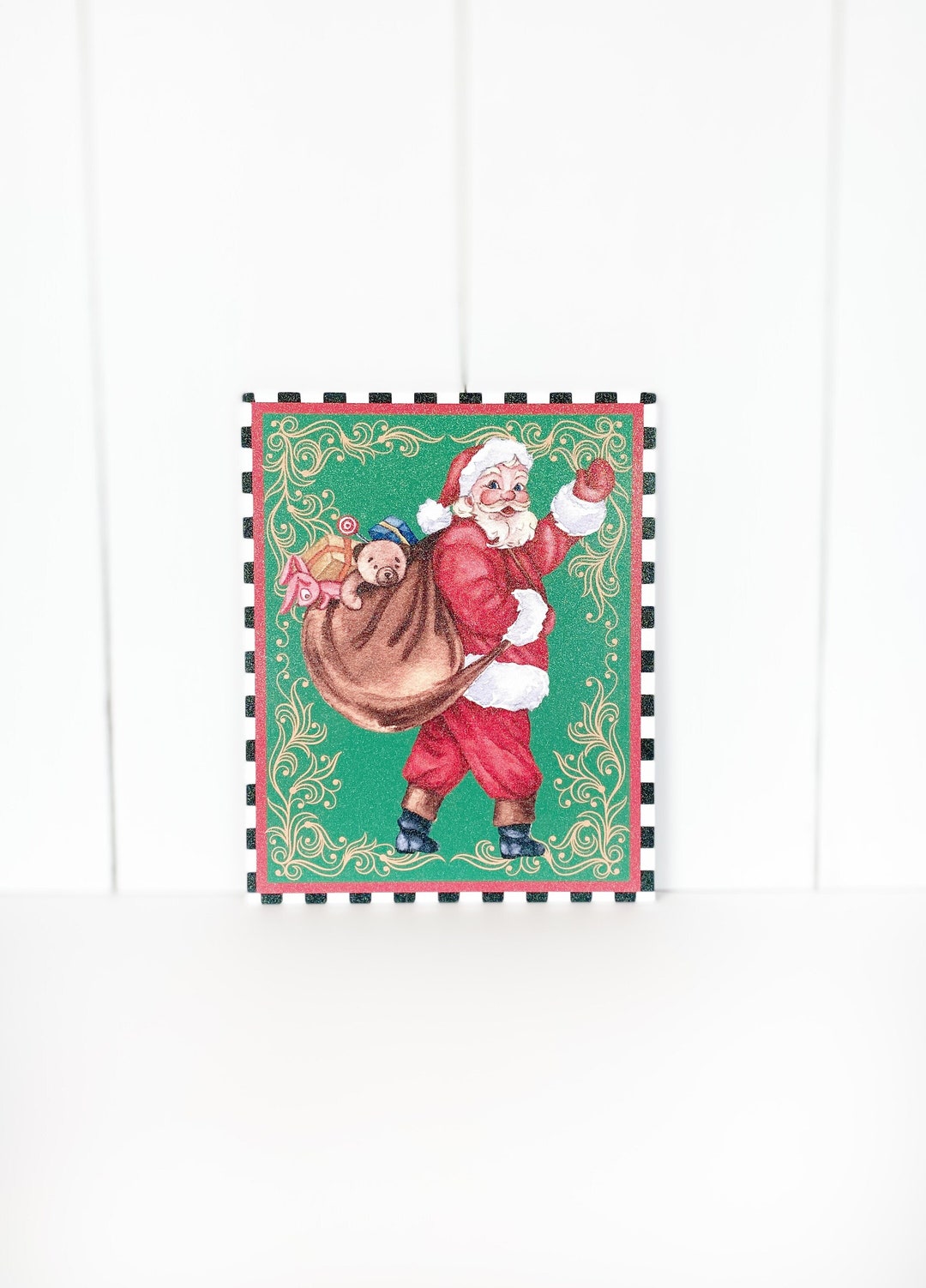 Vintage Santa Sign, Christmas Wreath Sign, Grapevine Wreath Sign, Deco ...