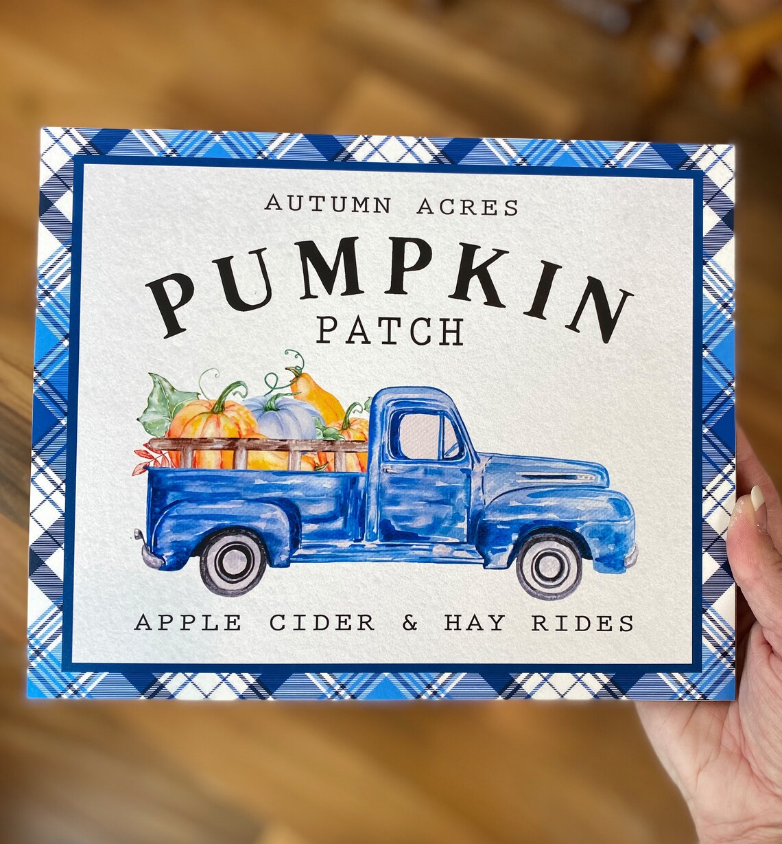 Blue Truck Fall Wreath Sign, Farmhouse Wood Sign, Pumpkin Patch Sign ...