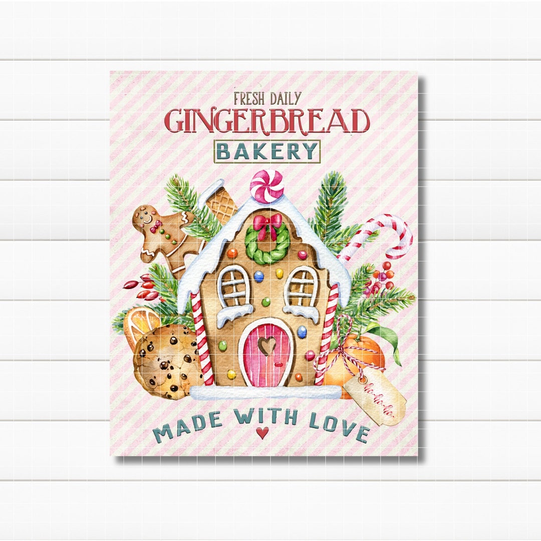 Gingerbread Bakery Wreath Sign, Gingerbread Wreath Attachment, Sign for ...