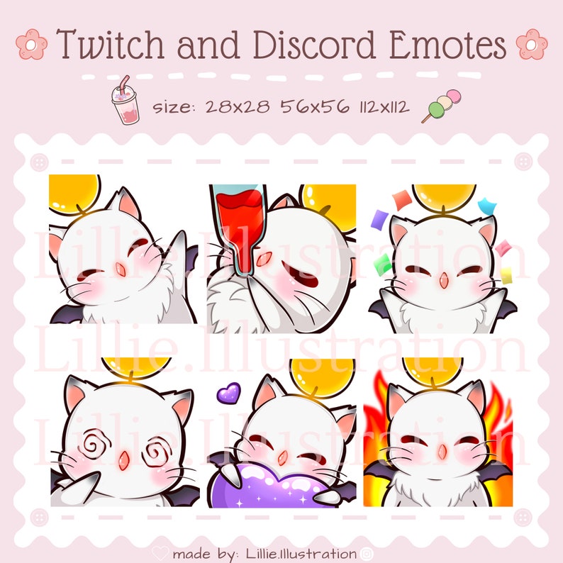 Moogle FFXIV Twitch/discord Emote Set PNG and Resized - Etsy