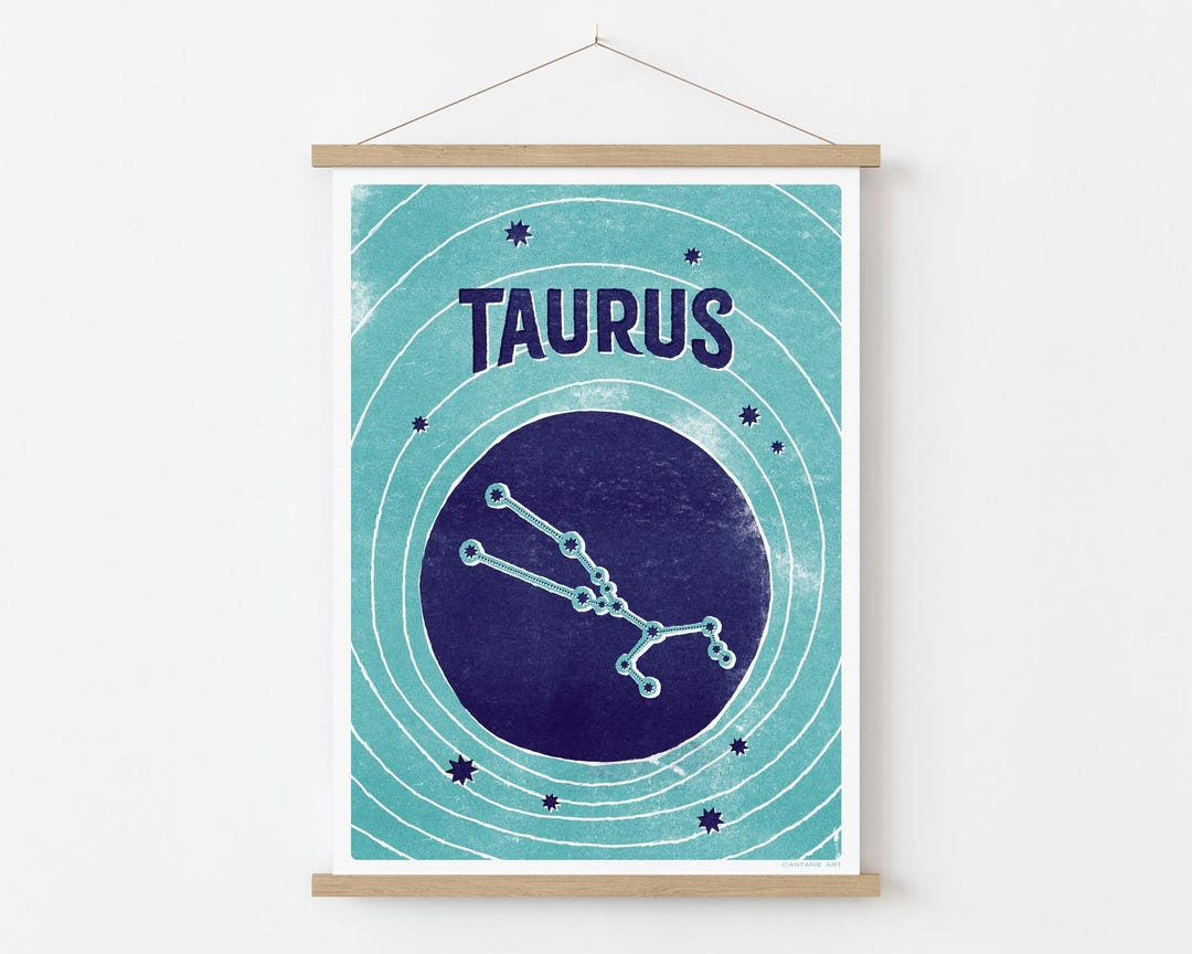 Taurus Zodiac Astrology Poster Art Print - Ocean Indigo - 12"x16" - Etsy