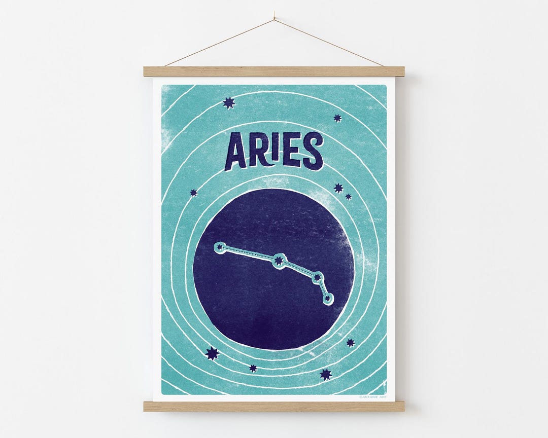 Aries Zodiac Astrology Poster Art Print - Ocean Indigo - 12"x16" - Etsy