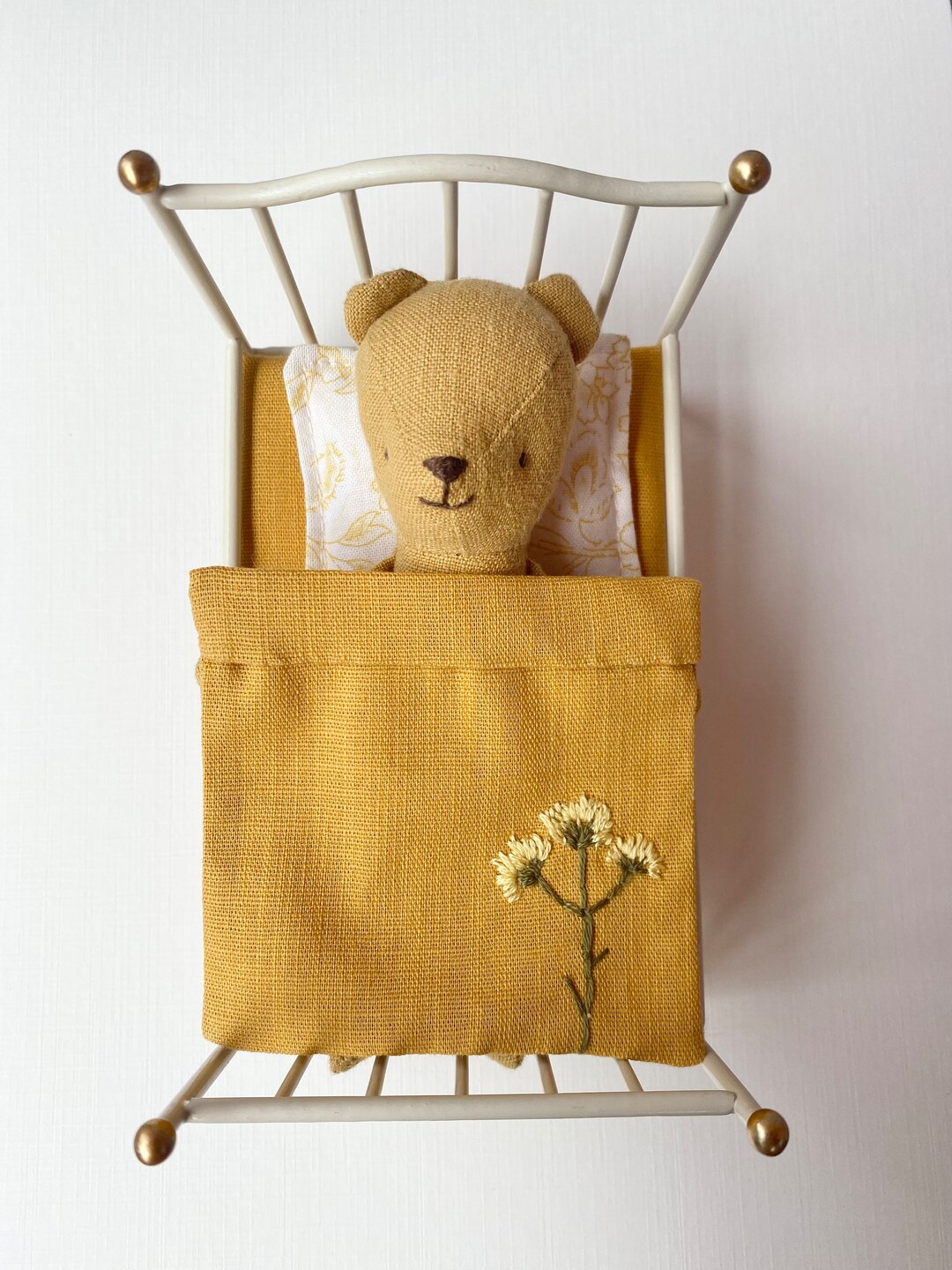 Linen Mustard Bedding Set for Small Toys 10 Cm 3.5 In - Etsy