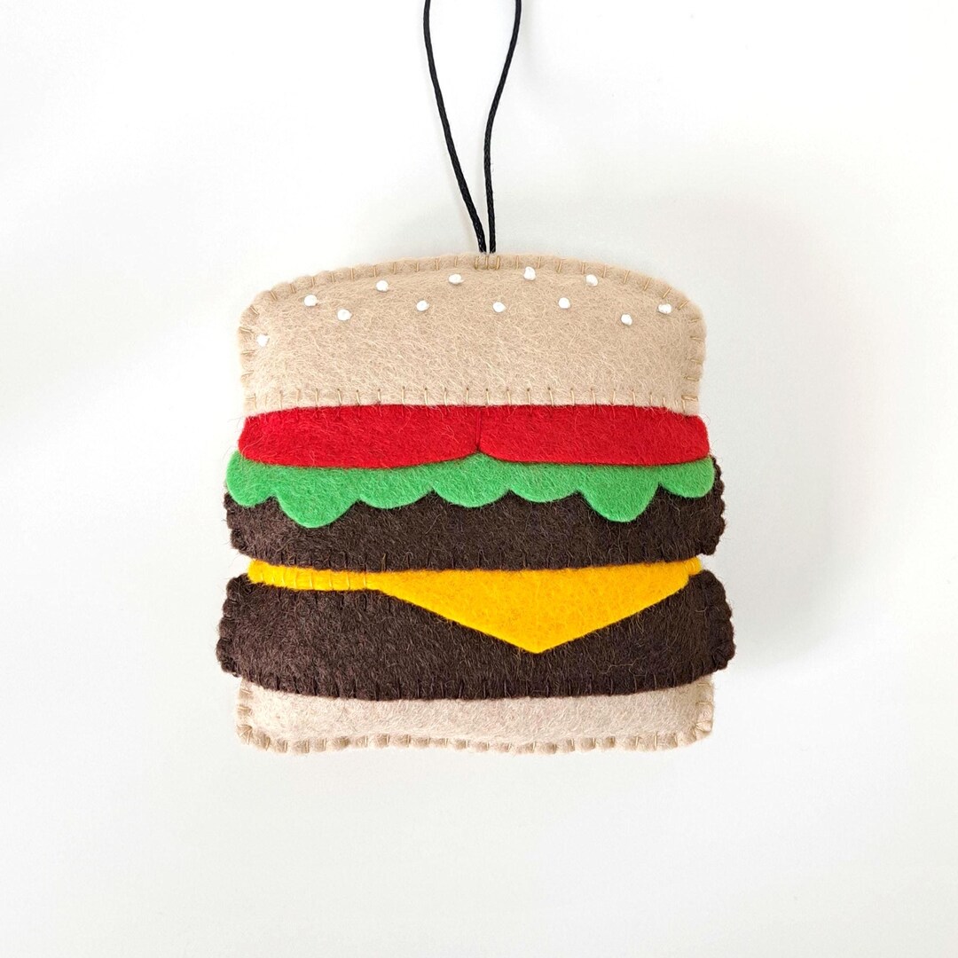 Handmade Felt Cheeseburger Ornament: Quirky Food Decor - Etsy