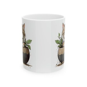 Cute Cat Tipped Over Pot Coffee Mug, Cat Lovers, Cat Mug, Cute Cat Mug ...